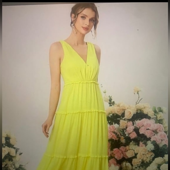 botique | Dresses | Yellow Extra Large Beautiful Long Party Dres Solid ...